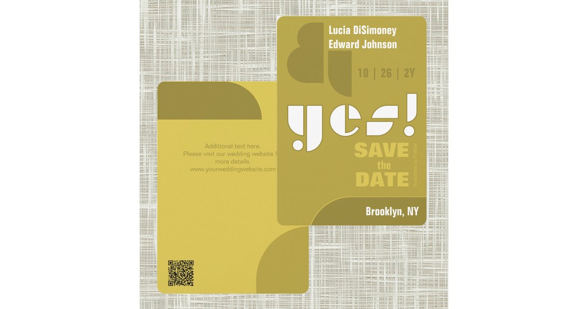 Modern Geometric yes! Green Save The Date Card | Zazzle
