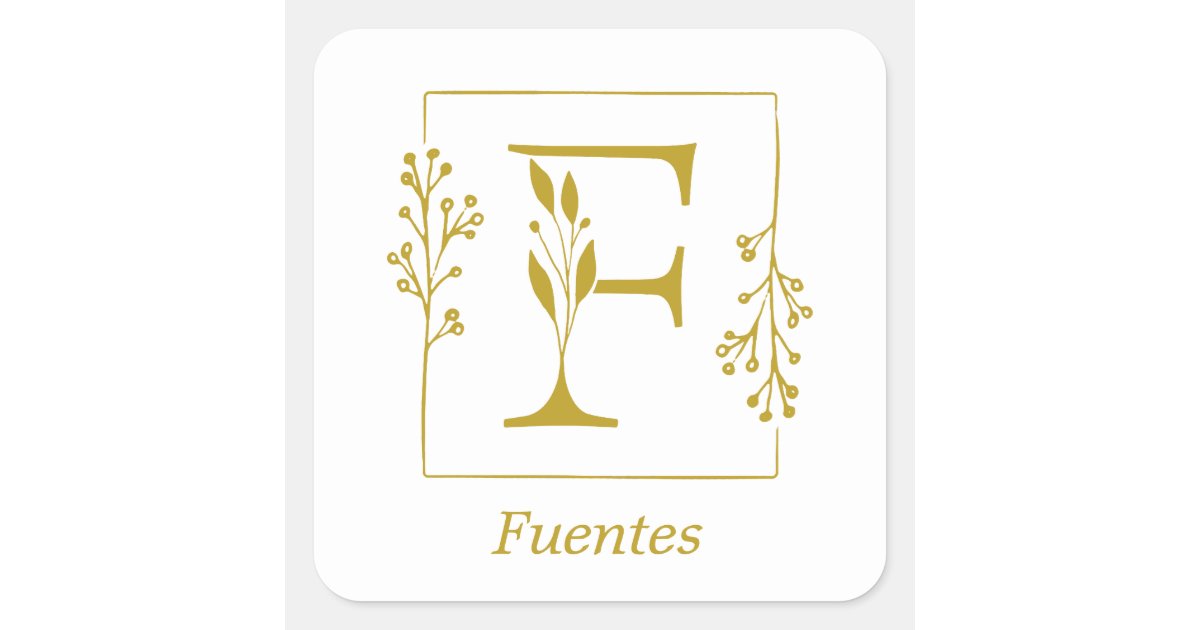 Modern Gold Botanical Letter F Square Sticker | Zazzle