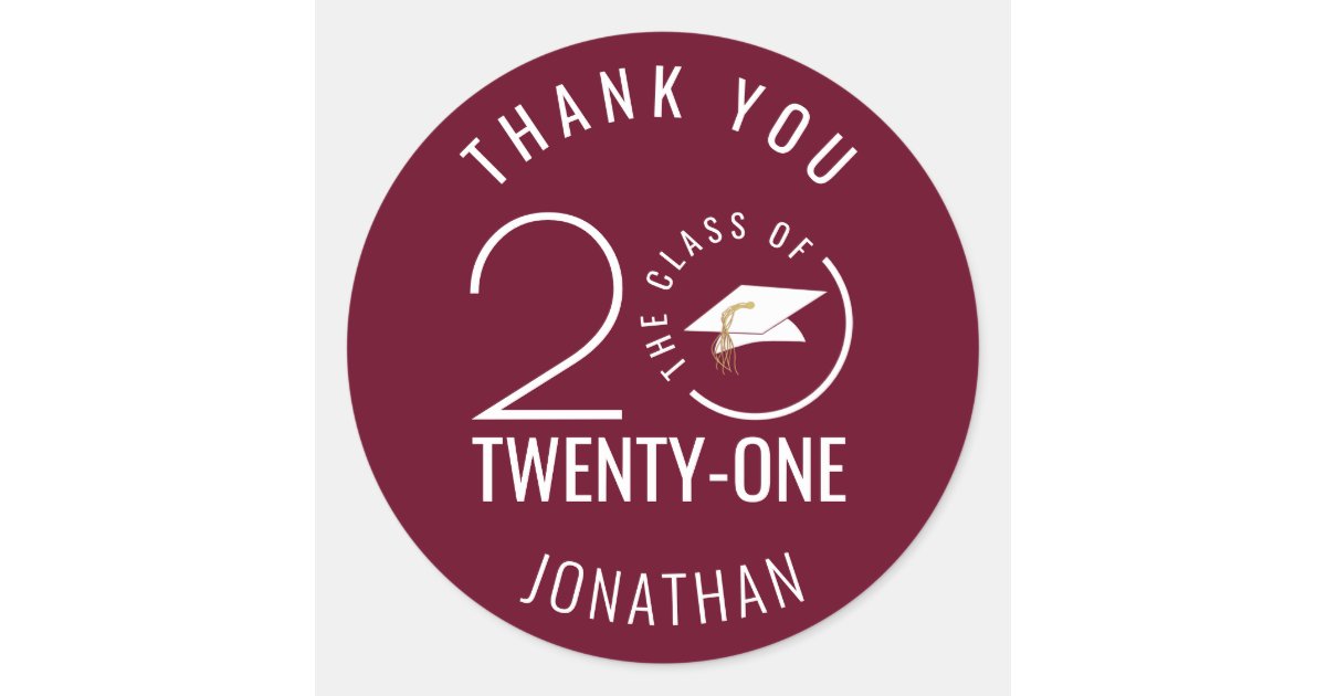 Modern Graduation Maroon Stylist Class Year Classic Round Sticker | Zazzle