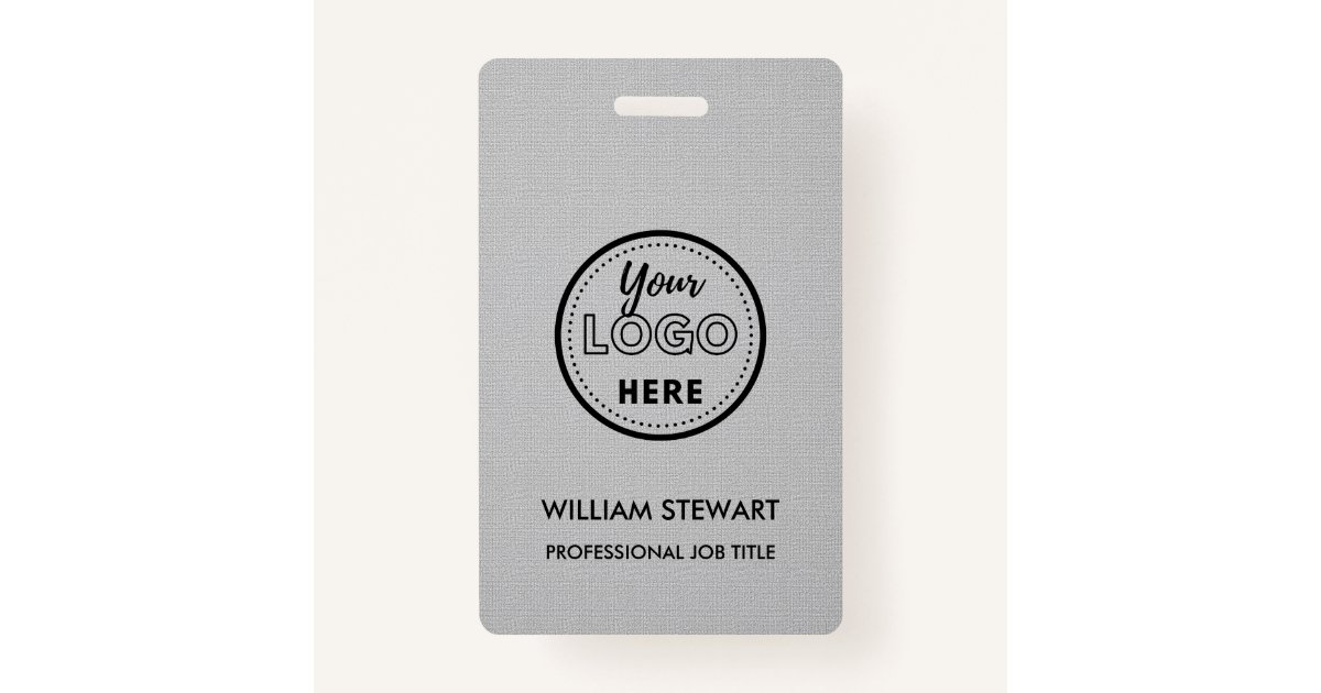 Modern Grey business logo Company Employee Staff ID Badge | Zazzle