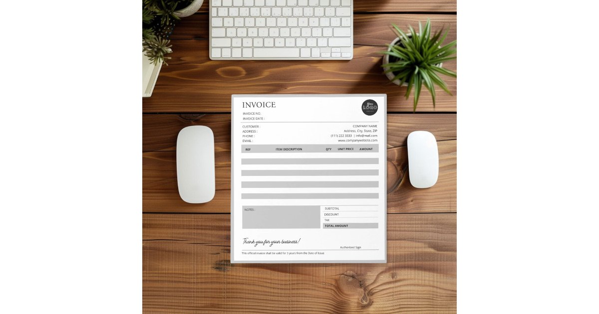Modern Grey Small Business Invoice Template Notepad | Zazzle
