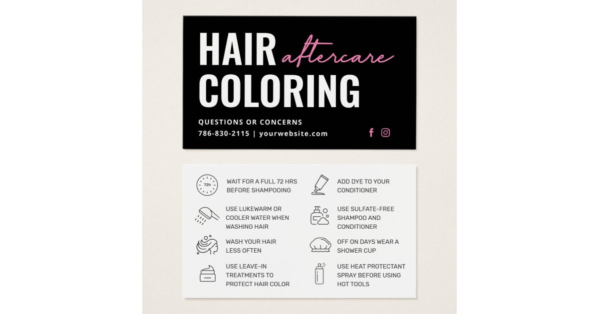 Modern Hair Colouring Aftercare Business Card | Zazzle