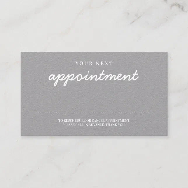 Modern Handwritten Stylish Grey Reminder Appointment Card | Zazzle
