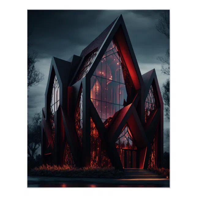 Modern Hi-Tech Gothic House Exterior Design. Poster | Zazzle