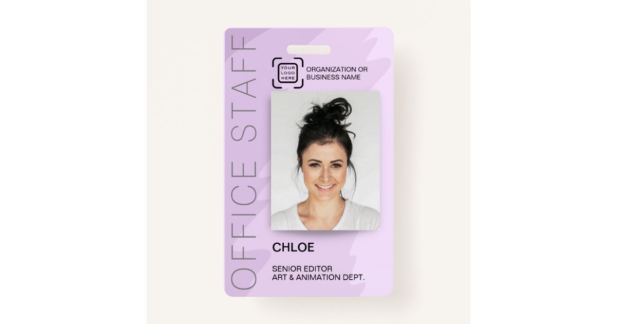 Modern ID Card Office Staff Employee Barcode Logo ID Badge | Zazzle