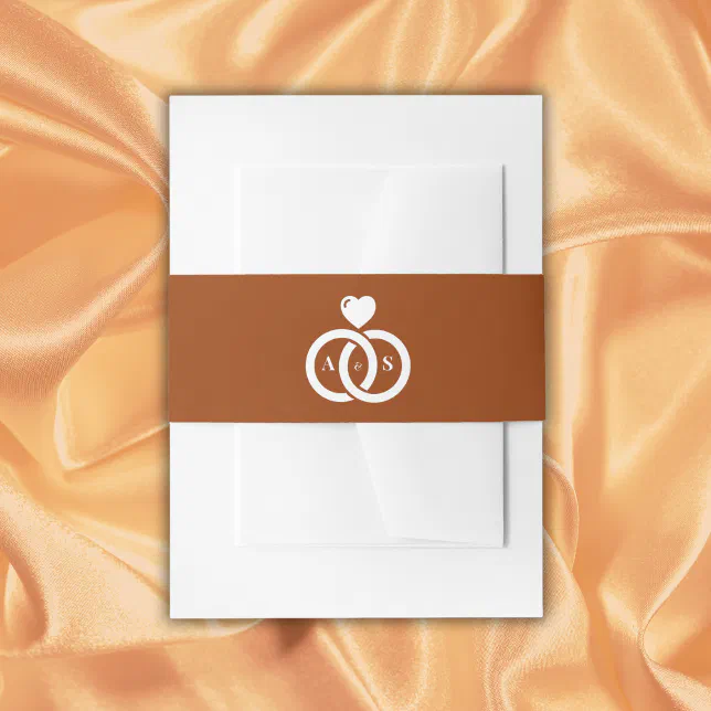 Modern Interlocking Rings Wedding Invitation Belly Band | Zazzle