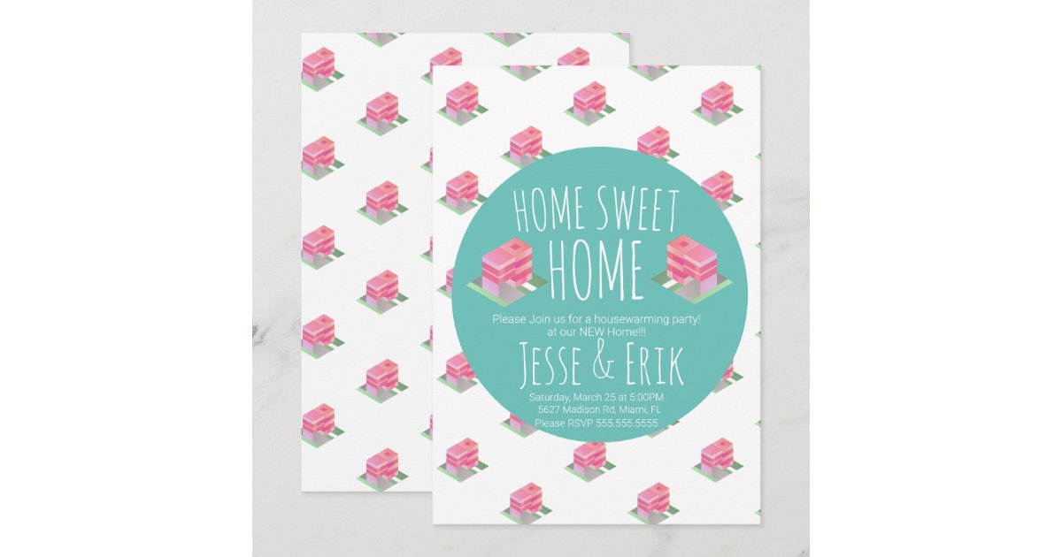 Modern Isometric Homes Housewarming Party Invitation | Zazzle