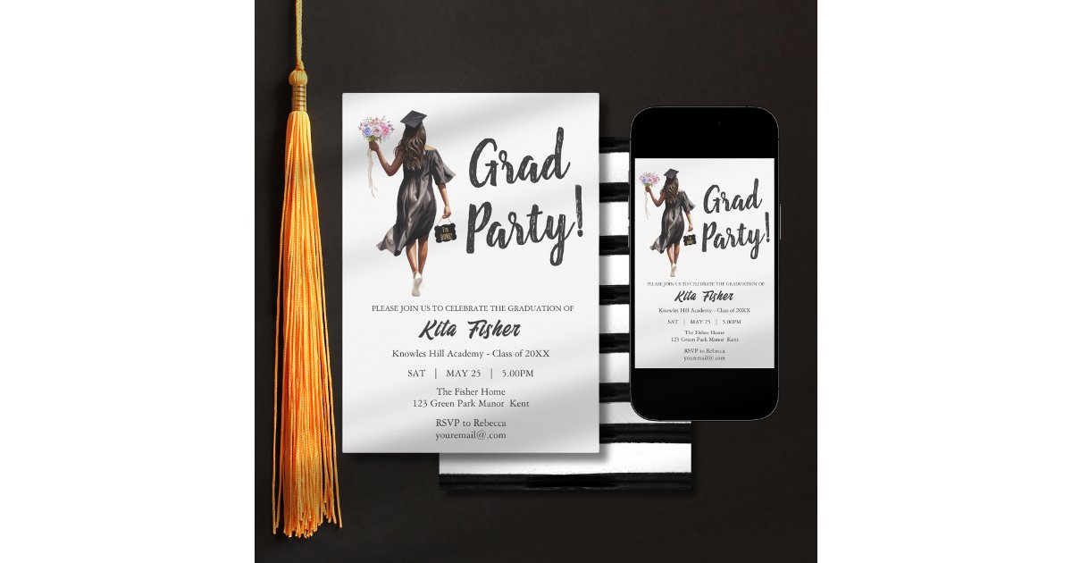 Modern Leavers Graduation Girl Prom Party Invitation | Zazzle