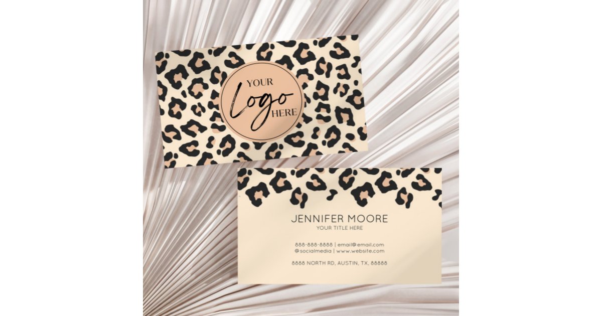 Modern Leopard Cheetah Custom Company Logo Business Card | Zazzle