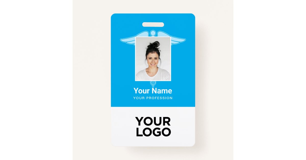 Modern Logo Employee Doctor Nurse Photo Name ID ID Badge | Zazzle