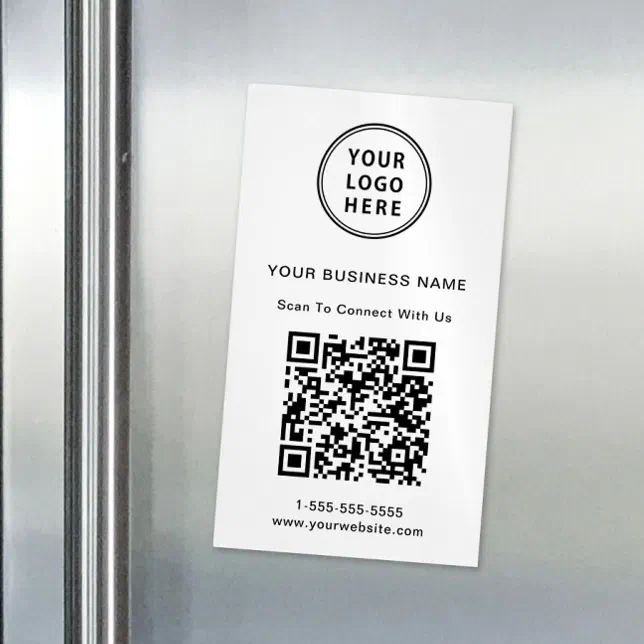 Modern Logo QR Code Magnetic Business Card | Zazzle