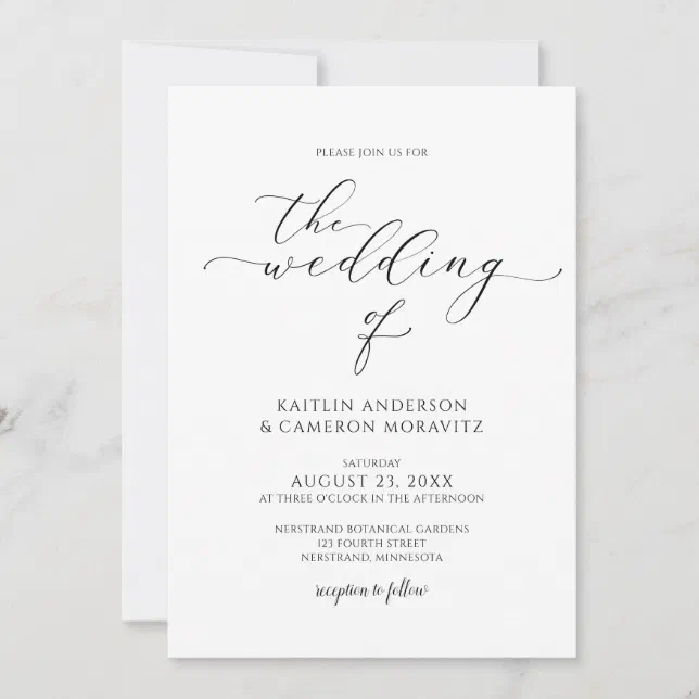 Modern Luxury Wedding Elegant Calligraphy Script Invitation | Zazzle