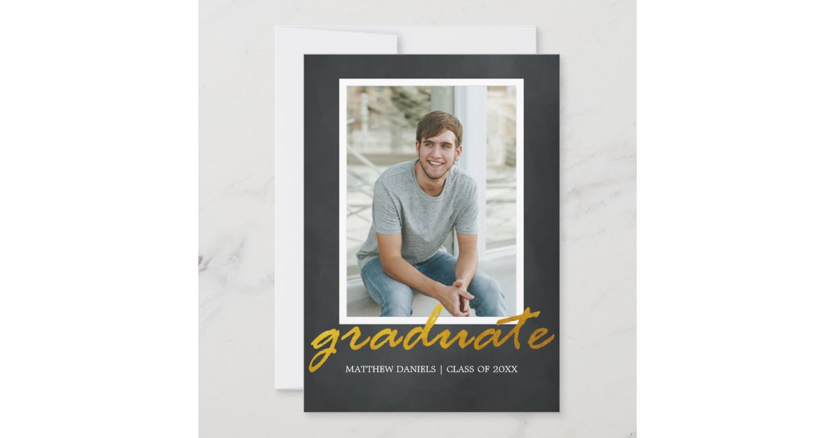 Modern Male Photo Frame Graduation Party Invite | Zazzle