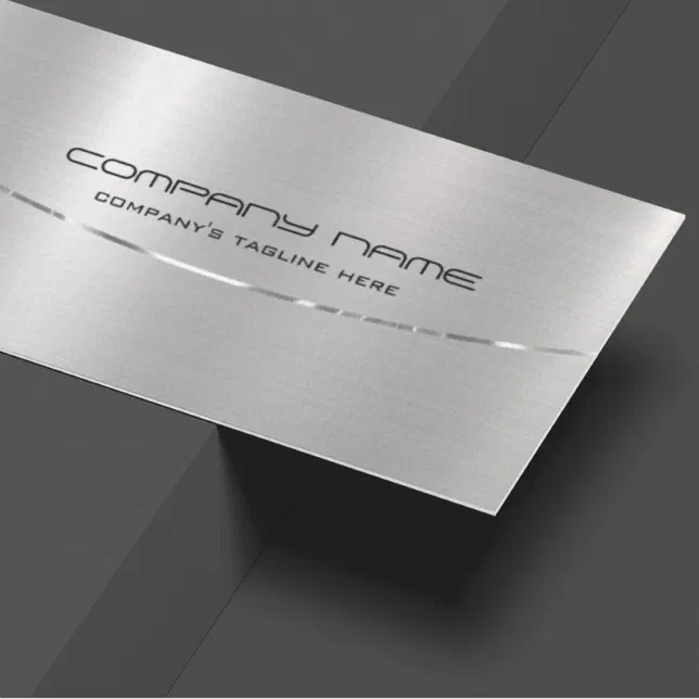 Modern Metallic Silver Brushed Aluminium Look Business Card | Zazzle