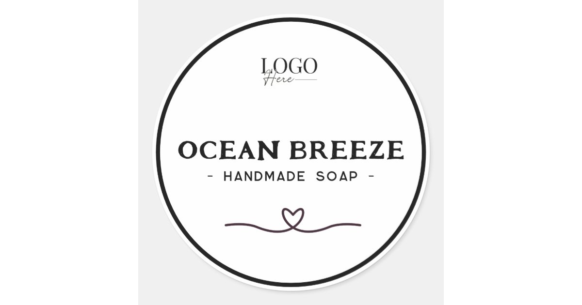 Modern Minimal Handmade Soap packaging Logo Classic Round Sticker | Zazzle