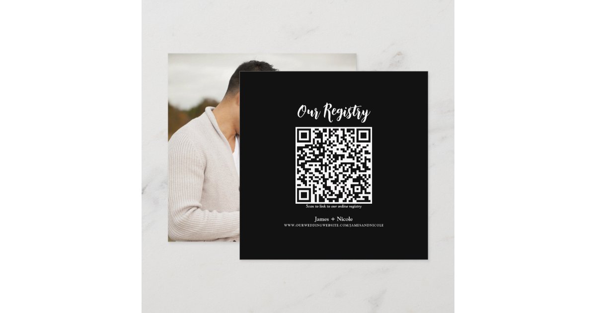 Modern Minimal QR Code Scannable Wedding Registry Invitation | Zazzle
