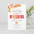 Modern Minimalist 4th Birthday Pizza Party Girl Invitation | Zazzle