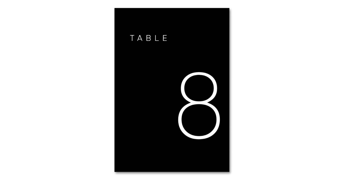 Modern Minimalist Black and White Table Number 8 | Zazzle