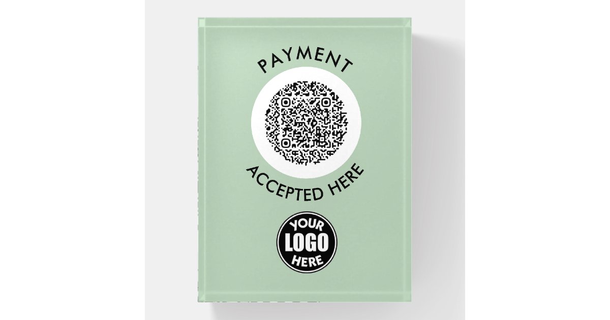 Modern Minimalist Business Logo qr code payment Paperweight | Zazzle