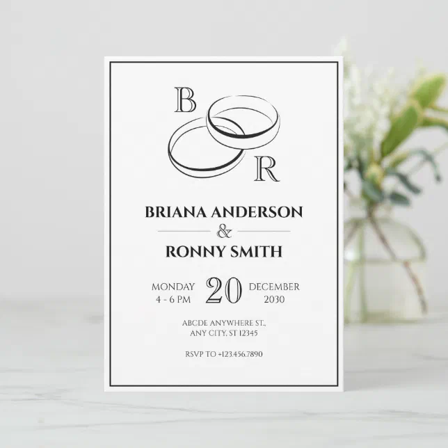 Modern minimalist couple ring wedding invitation | Zazzle