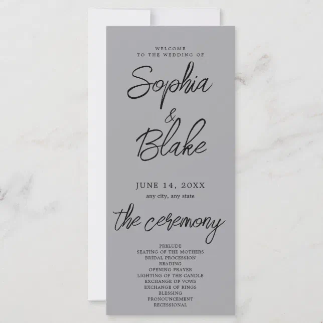 Modern Minimalist Matte Silver Wedding Program | Zazzle