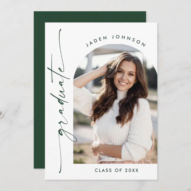 Modern Minimalist PHOTO Graduation Party QR code Invitation | Zazzle