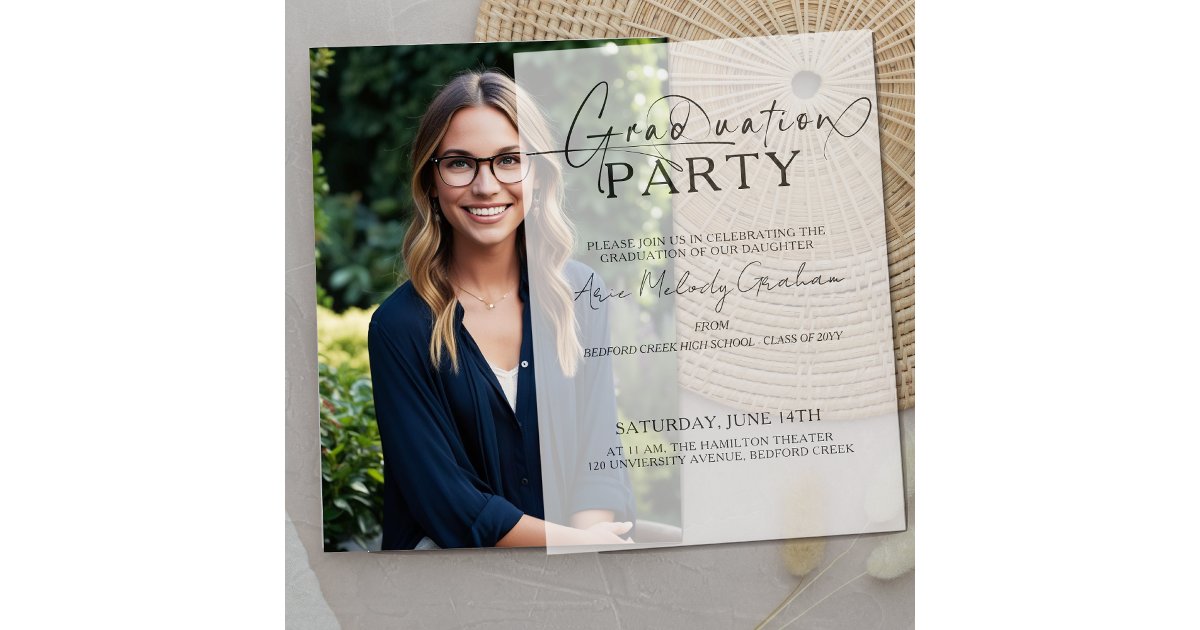 Modern minimalist script graduation invitation | Zazzle