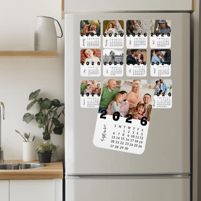 Modern Minimalist September 2026 Photo Calendar Magnet | Zazzle
