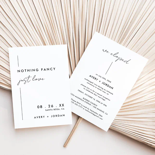 Modern Minimalist We Eloped Elopement Reception Invitation | Zazzle