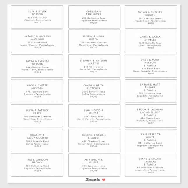 Modern Minimalist Wedding Guest Address Labels | Zazzle