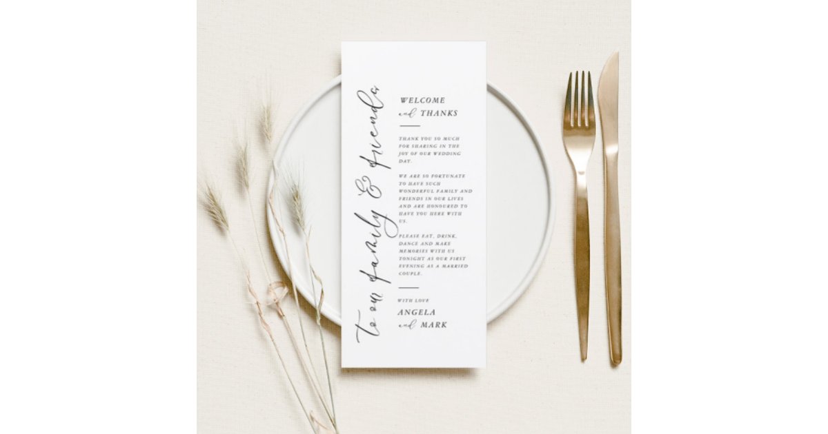 Modern Minimalist Wedding Table Thank You Card | Zazzle