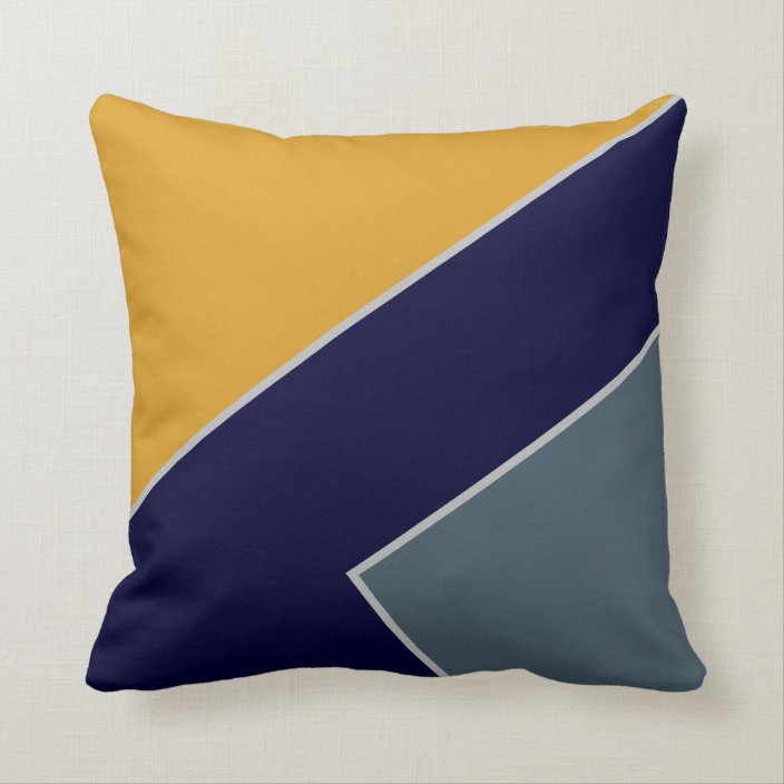 Modern Mustard Navy Blue Colour Block Geometric Cushion | Zazzle.co.uk