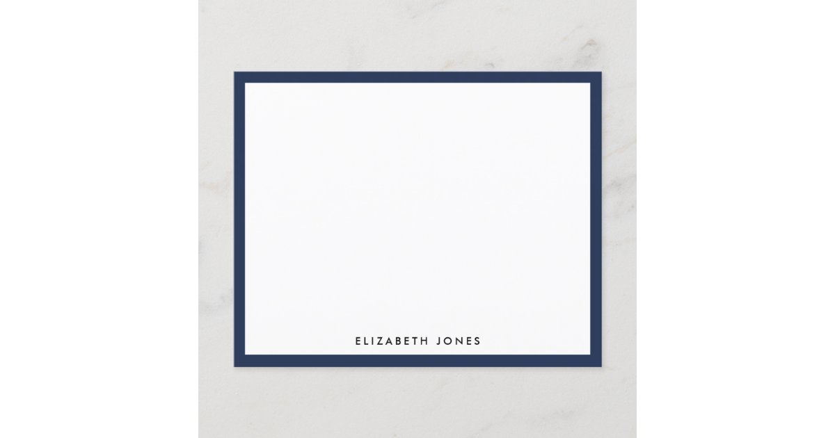Modern Navy Blue Simple Border Budget Note Card | Zazzle