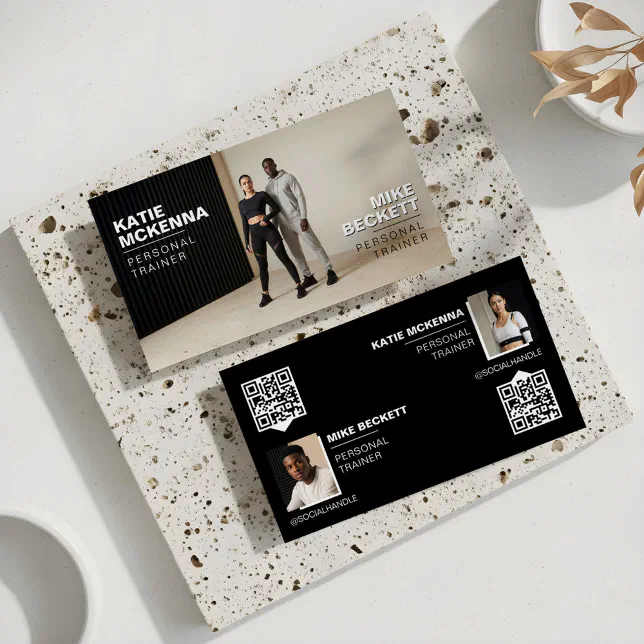 Modern Partners Photo Fitness Trainer QR Code Business Card | Zazzle