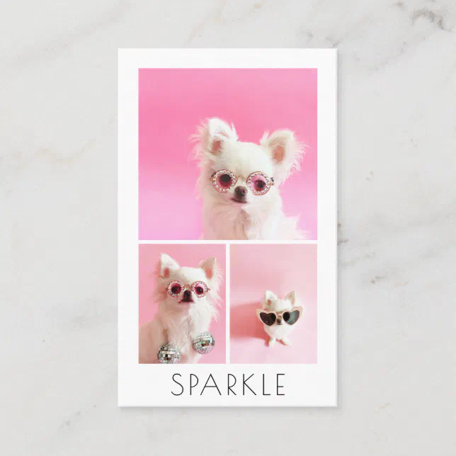 Modern Personalised 4 Photo Collage QR Code Business Card | Zazzle