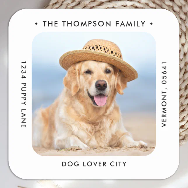 Modern Personalised Photo Return Address Square Sticker | Zazzle