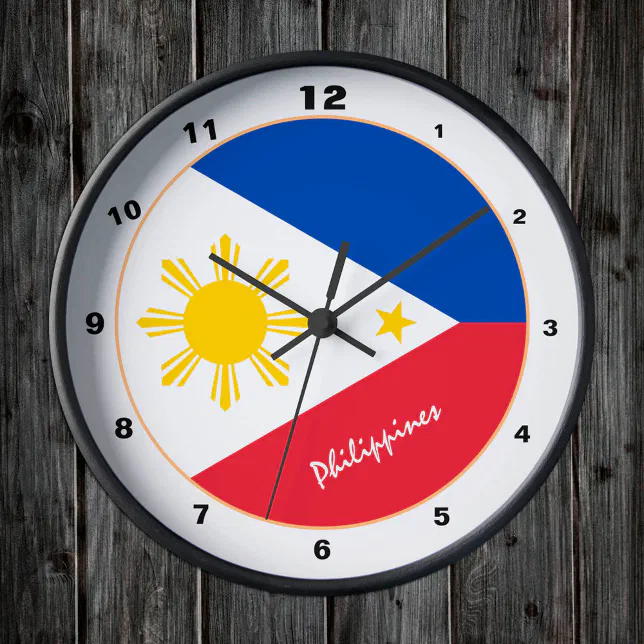 Modern Philippine Flag, Philippines Home / design Round Clock | Zazzle