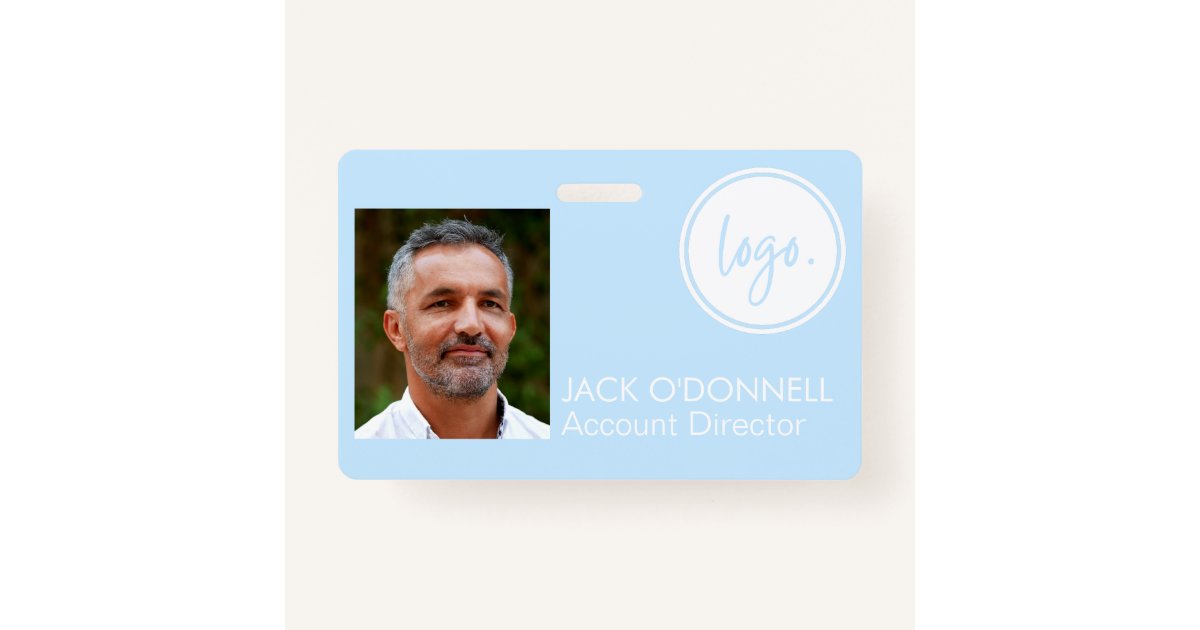 MODERN PHOTO IDENTIFICATION BUSINESS LOGO BLUE ID BADGE | Zazzle
