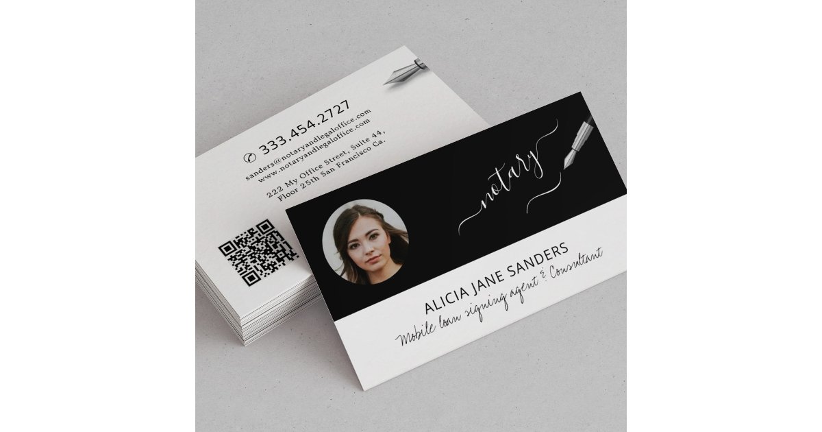 Modern photo notary mobile signing agent business card | Zazzle