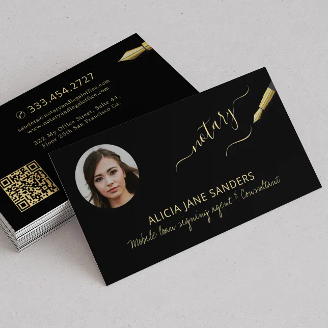 Modern photo notary signing agent business card | Zazzle