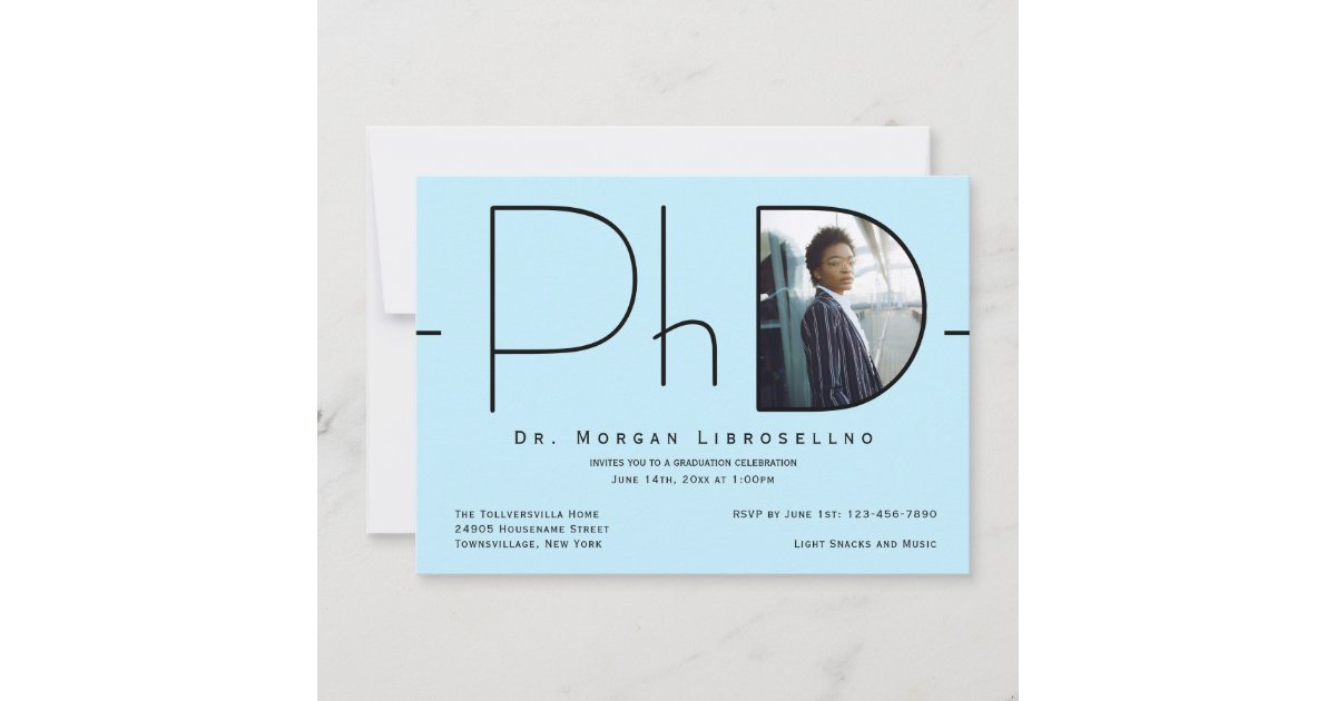 Modern Photo PhD Graduation Invitation | Zazzle