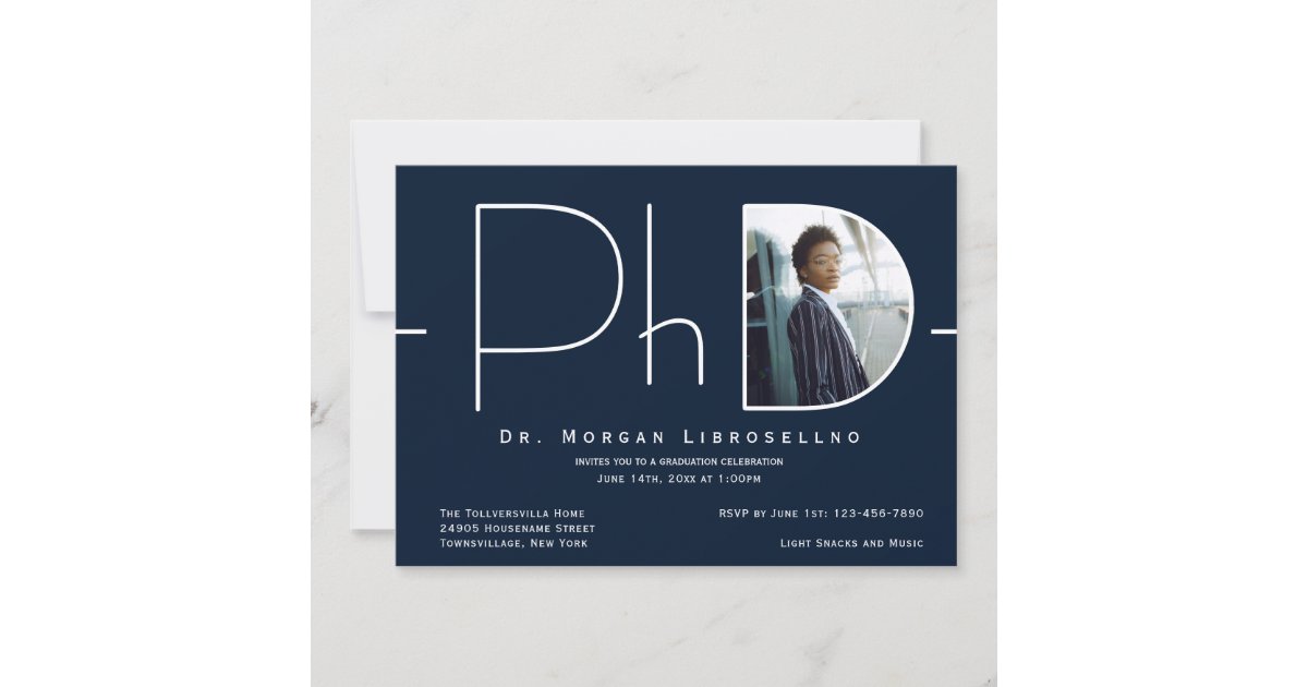 Modern Photo PhD Graduation Invitation | Zazzle