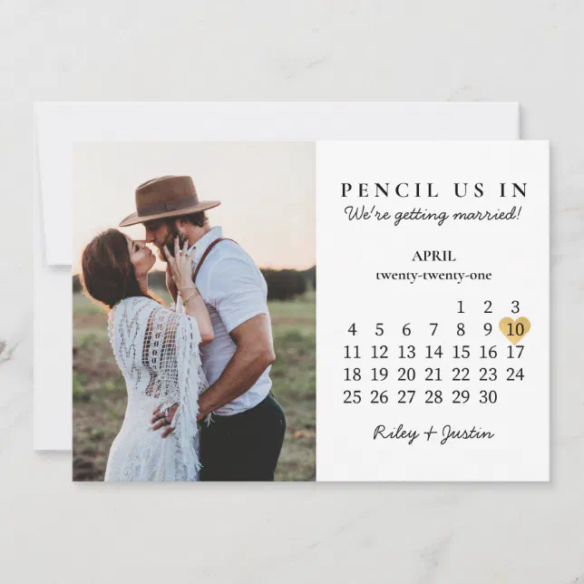 Modern Photo Save the Date Calendar April Invitation | Zazzle