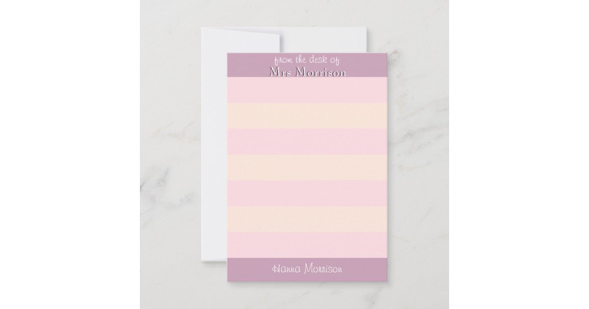 Modern Pink Office School Teacher Mum Student Note Thank You Card | Zazzle