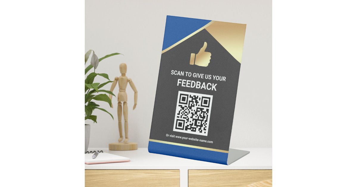 Modern QR Code Customer Feedback Table Sign | Zazzle