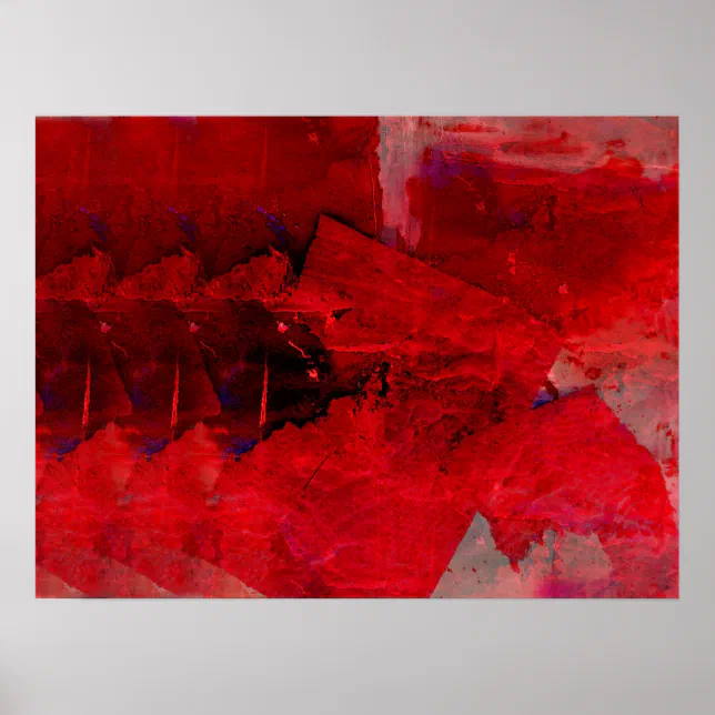 Modern Red Abstract Painting Contemporary Art Post Poster | Zazzle