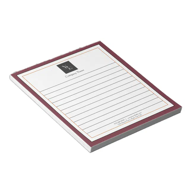 Modern Red White Gold with Business Logo Notepad | Zazzle