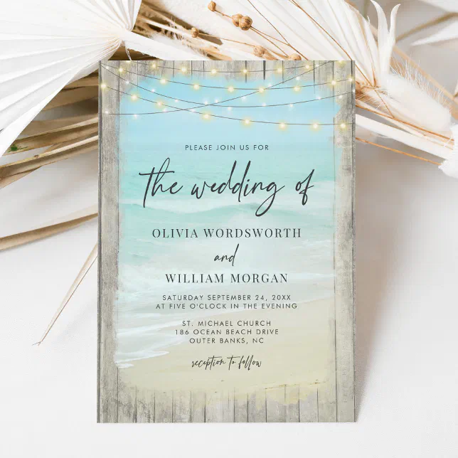 Modern Rustic Beach Destination Wedding Invitation | Zazzle