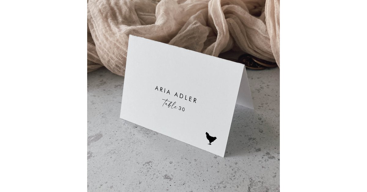 Modern Script Chicken Menu Option Place Cards | Zazzle