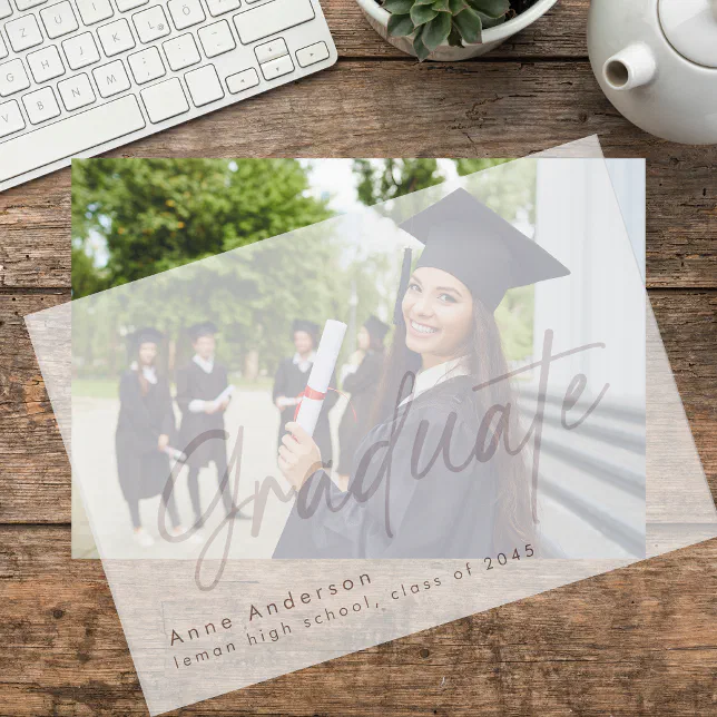 Modern Script Custom Graduation Grad Overlay Vellum Invitations | Zazzle